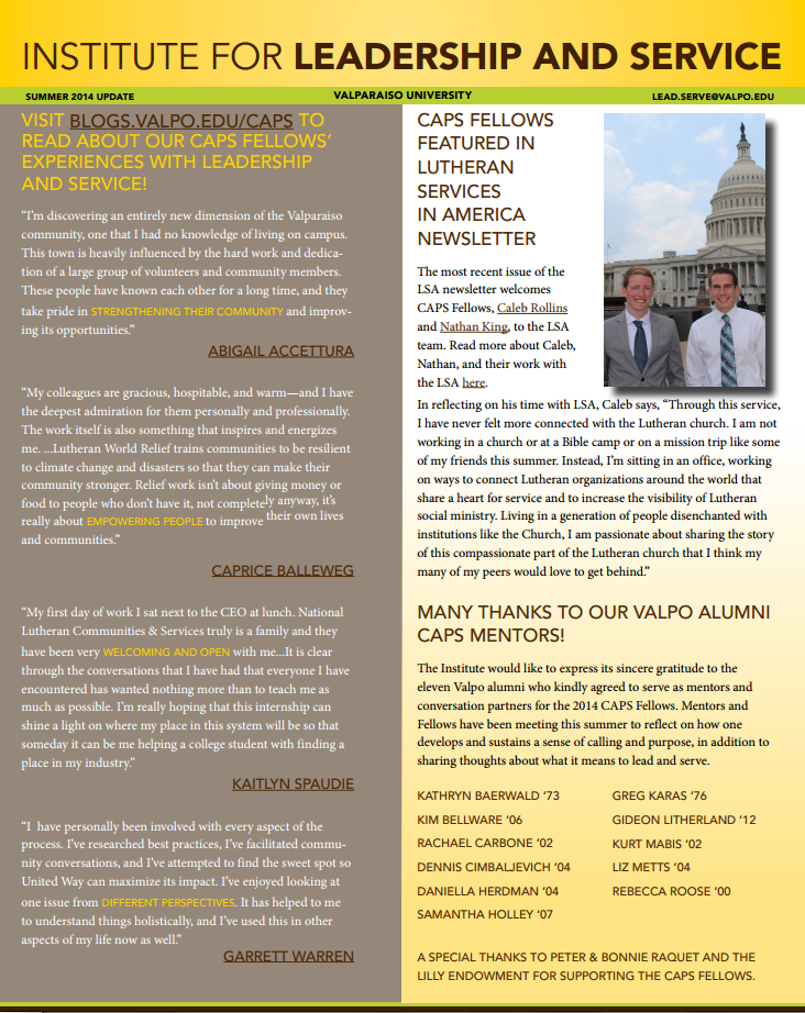 Institute for Leadership and Service Newsletter: Summer Update ...